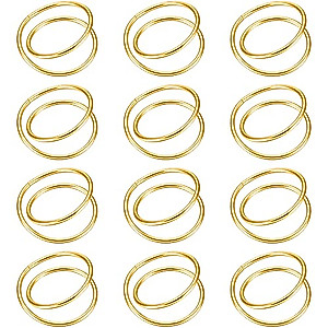 12 Pieces Gold Napkin Rings Metal Spiral Napkin Rings Buckles Simple Alloy Napkin Rings Serviette Napkin Holder Ring for Weddings, Receptions, Dinner Party, Banquet, Buffet Table Decor (Gold)
