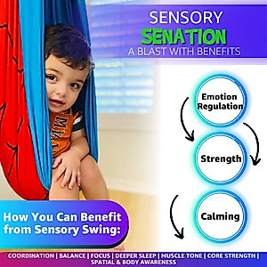 Jungle Friends Sensory Swing + 360° Swivel Hanger, Indoor | Outdoor, Double Layer Pod, Swing, Hammock, Helps Kids and Adults Sensory Disorders, ADHD, Autism, Anxiety, Therapy Chair Swing (Spider-Web)