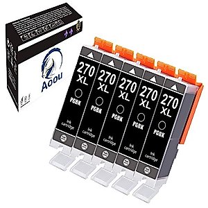 270 Ink Cartridges, Aoou 5 Pack Compatible PGI-270XL PGI-270 XL PGI270XL PGI 270 XL Ink Cartridge for Canon PIXMA MG6821 TS6020 MG6820 MG5720 MG5721 MG5722 TS5020 TS8020 TS9020 MG7720 Printe (5 Large