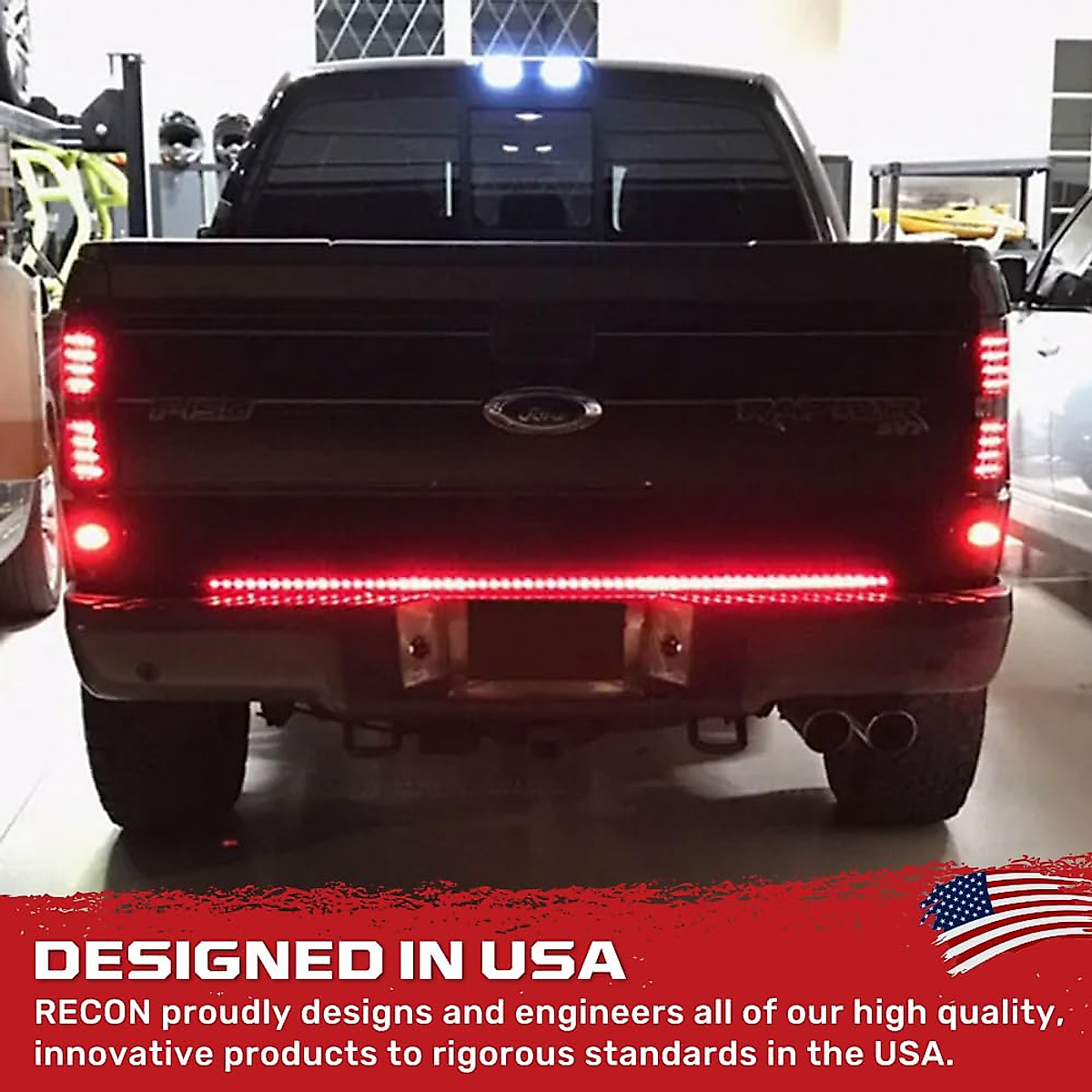 Recon 26411 60" Red Hyperlite Line of Fire LED Tailgate Light Bar - fits Most Full-Sized Trucks & SUVs