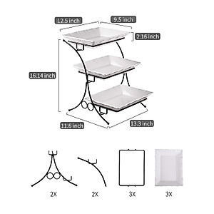 YHOSSEUN Porcelain Baking Set with Stand Tiered Serving Stand 3 Tier Buffet Server with Casserole Perfect Tray for Serving Display Large Size