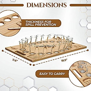 PURE RESULTZ Shoot Your Shot Roulette - 18 Shot Glass Holder Set with Easy Carry Handles for Serving Tequila, Vodka, Whiskey, and Cocktails. (18 Shot Glasses Included)