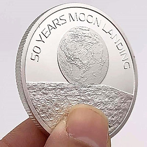Coin Collection Commemorative Coin 376_ Badge Space Footprints Silver Plated Meditation Order Aircraft Carrier Coin Commemorative Coin Astronaut Coin