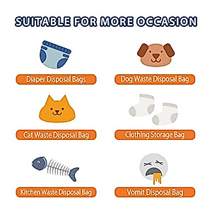 Deefre Odor Sealing Cat Waste Disposal Bags S/200 Count Cat Litter Bags Scented Cat poop bags Large Capacity Diaper Disposal or Pet Waste Bags[Color:Orange]