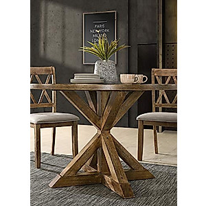 Roundhill Furniture Windvale Cross-Buck Wood 5-Piece Dining Set, Brown