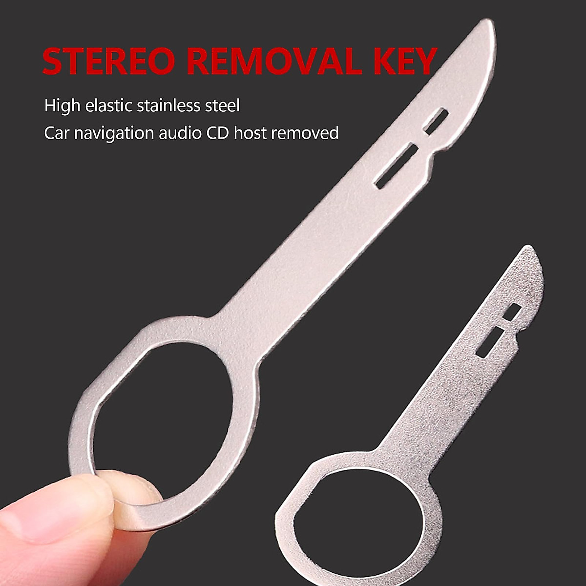 Sodcay 4 PCS Car Audio Key Removal Tool, Dashboard Removal Stainless Steel Non-Bending Easy-Grip Handle, CD DVD Host Key Removal and Assembly Tool, Universal for Most Cars Accessories (Silver)