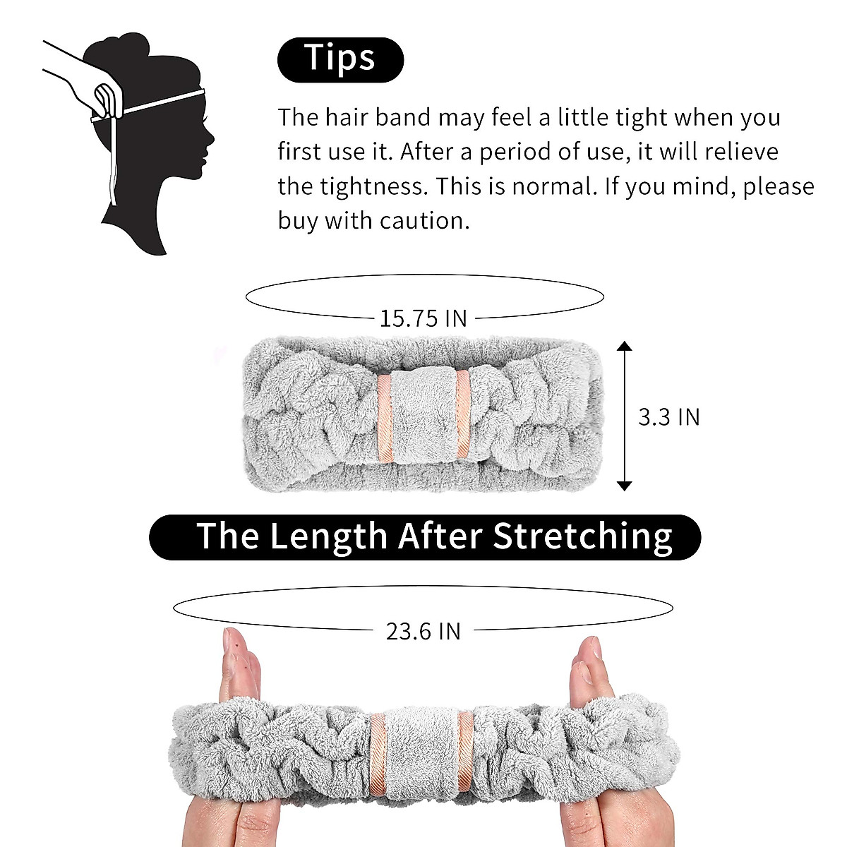 DOOBO 6pcs Microfiber Hairband, Fluffy Face Wash Headbands for Women, Spa Headbands for Skin Care, Yoga, Running, Exercise, Absorbent & Comfortable