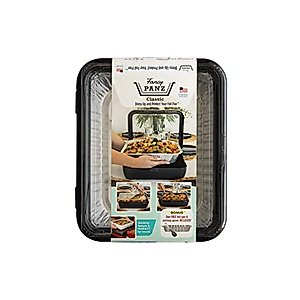 Fancy Panz Classic, Dress Up & Protect Your Pan, Made in USA, Fits Half Size Foil Pans & Serving Spoon Included. Hot or Cold Food. Stackable for easy travel. (Charcoal), (FPD03)