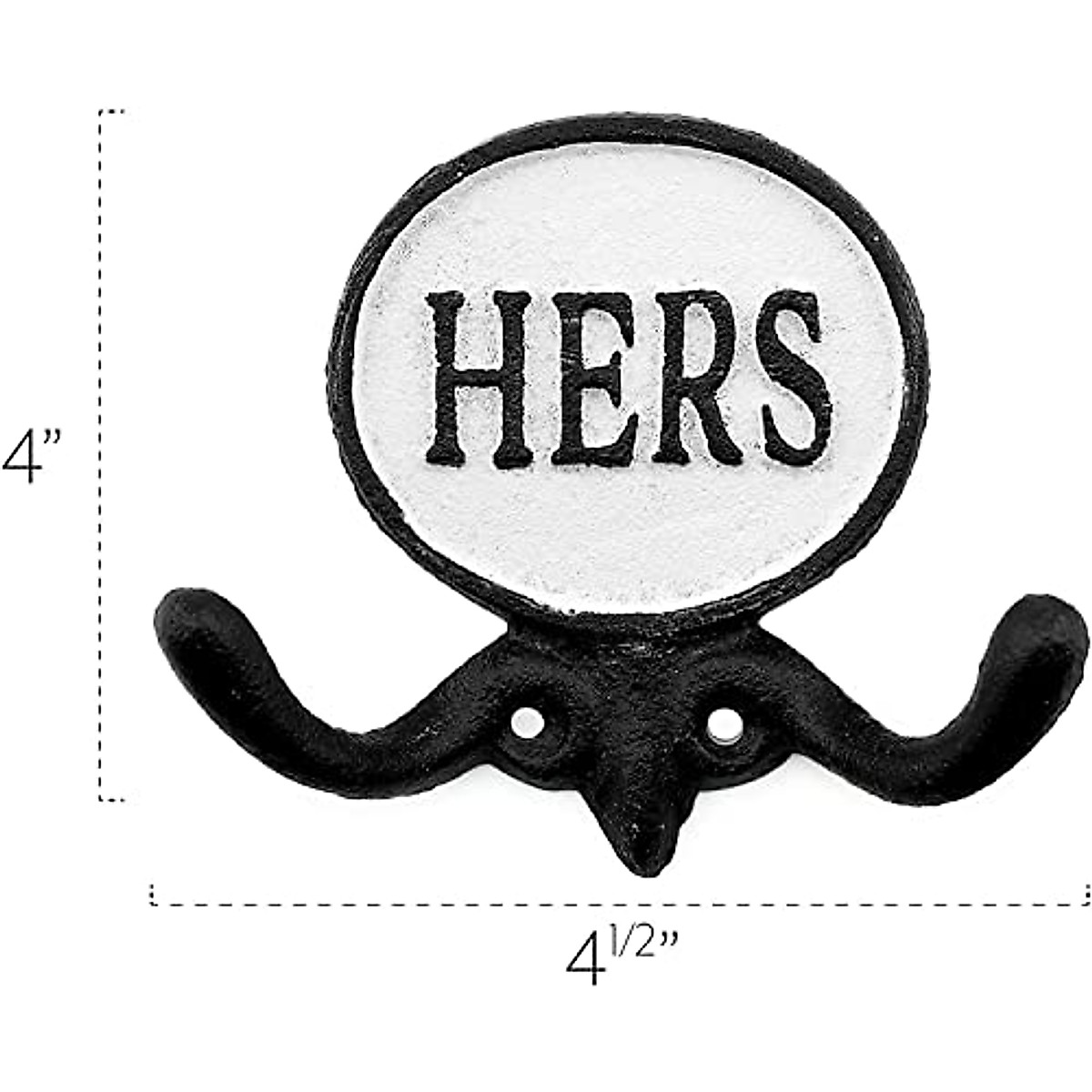 AuldHome His and Hers Towel Hooks (Set of 2); Cast Iron Rustic Farmhouse Decor Door Wall Hangers