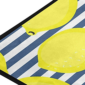 Kitchen Rugs Yellow Lemons with Blue Stripes Design Non-Slip Soft Kitchen Mats Bath Rug Runner Doormats Carpet for Home Decor, 39" X 20"