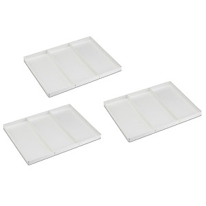 AmeriCan Goods 3/Pieces Dental 3/Section Large Drawer Organizer Tray, Dental Supply Cart Section Divided White Tray for Medical/Dental Supply