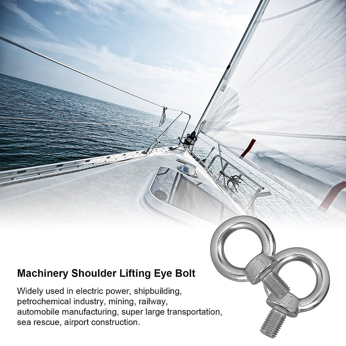 Lifting Ring Eye Bolt, 2Pcs Stainless Steel Lifting Ring Eye Bolt Heavy Duty Marine Grade Ring Screw Bolts(M16)