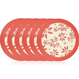 Round Silicone Baking Mats for Cake Pan - Food Grade Material, Reusable Silicone Mat for Baking Pan,Dough Roll Mats, Oven Liners for Bread/Tortilla/Macaron/Pastry/Pie/Bun/Pizza Pan (Yellow Red, 6PCS)