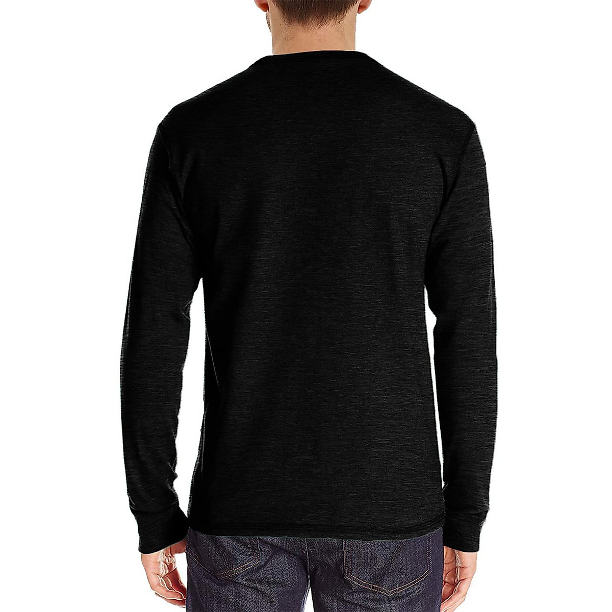 Fashion Mens Henley Shirts Classic Long Sleeve Basic Button Cotton T-Shirt with Pocket Black