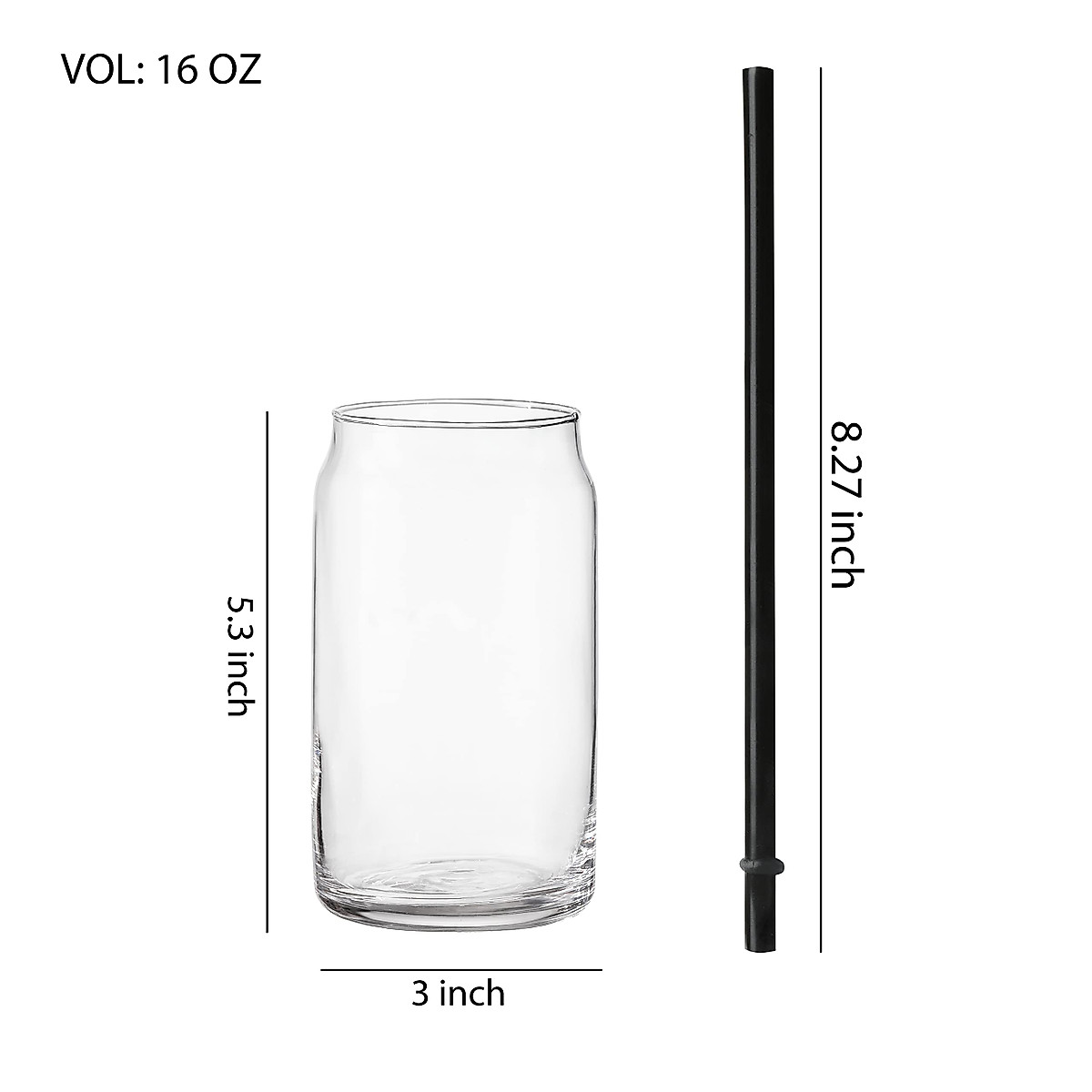 Hyperspace 16 OZ Can Tumbler Glasses, Can Beer Glasses, Drinking Glasses 12Pcs Set with Straws, Ideal for Beer, Iced Coffee/Tea, Juice, Cocktail, Whiskey - BPA Free