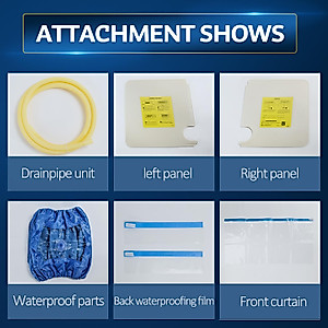 Split Air Conditioning Cleaning Waterproof Cover Bag with Drain Outlet and Two Sides Support Plates Dust Washing Clean Protector Bag Wall Mounted Air Conditioning Service Bag with Water Pipe