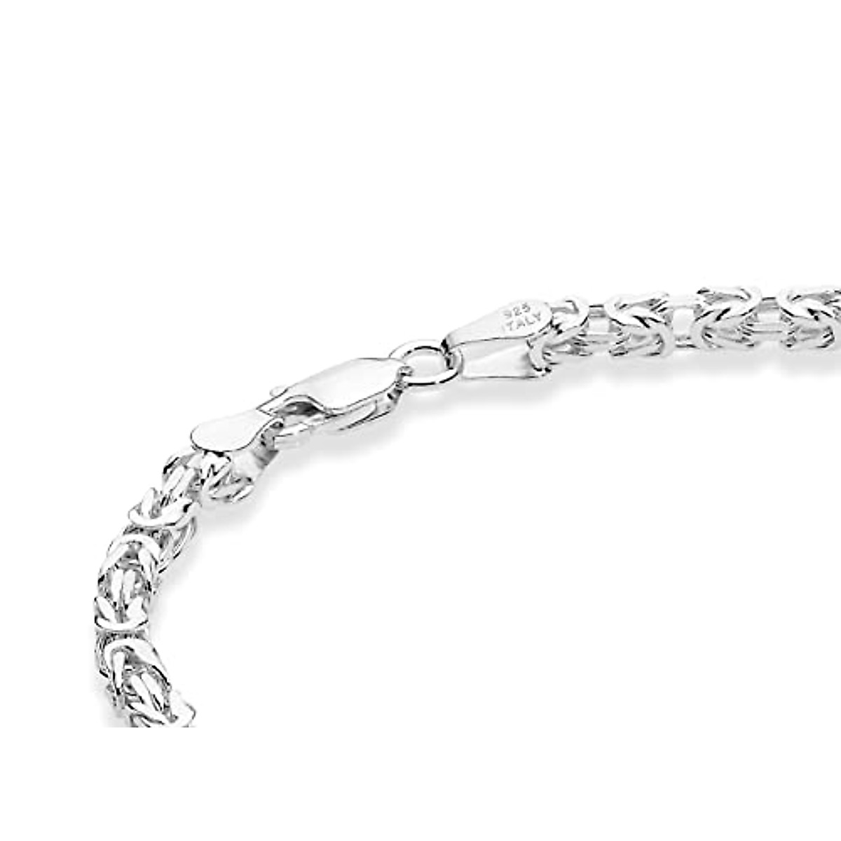 Miabella Italian 925 Sterling Silver 3mm Solid Square Byzantine Bracelet for Men Women, 925 Handmade in Italy (Length 7.5 Inch)
