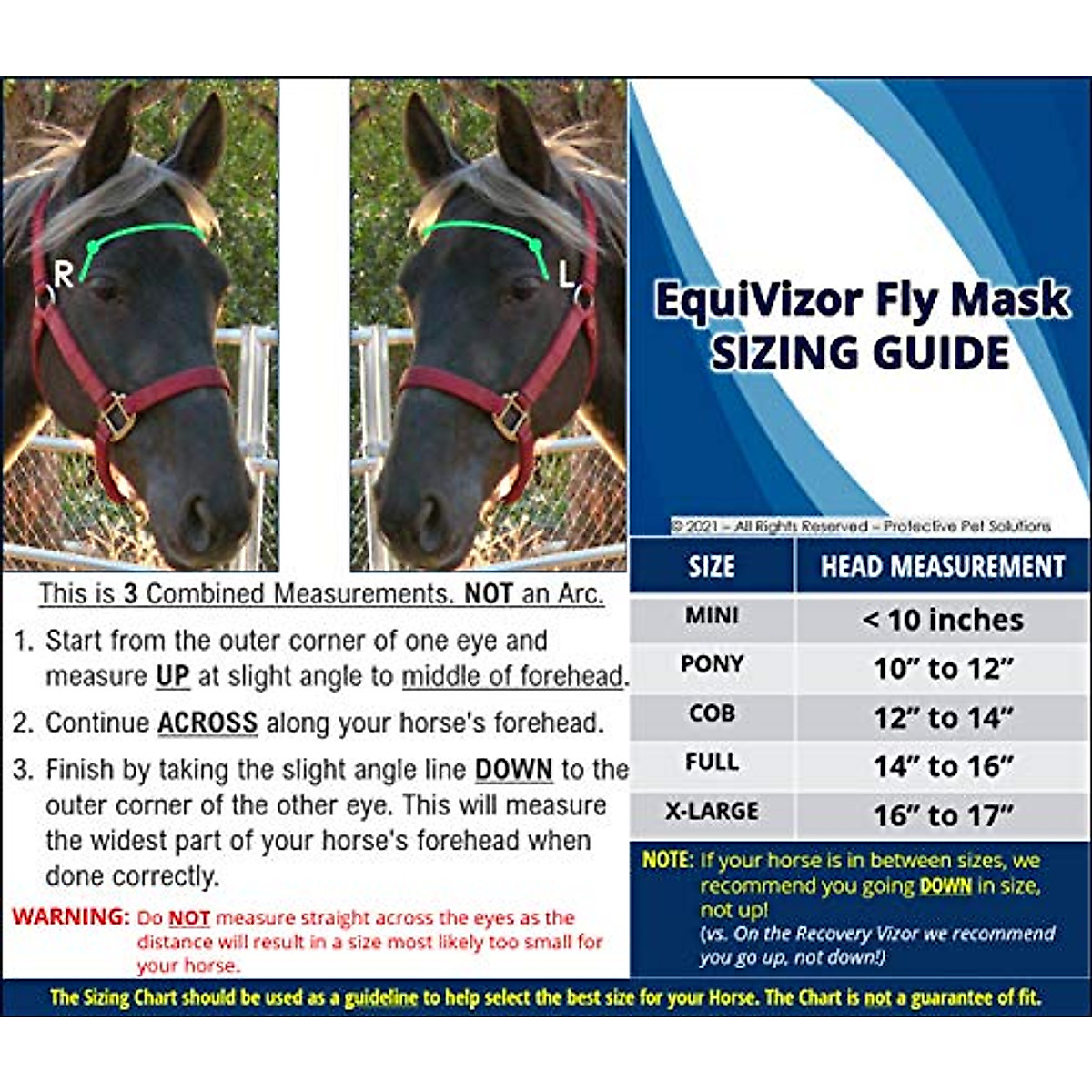 EquiVizor 95% UV Eye Protection (COB) Horse Fly Mask with Ears/Nose. Helps with Uveitis, Corneal Ulcer, Light Sensitive, Cancer, Designed to Stay ON Your Horse, Off The Ground!