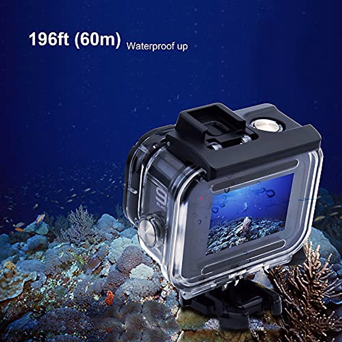 GEPULY Waterproof Housing Case for GoPro Hero 9 10 11 Black, 60m Underwater Protective Dive Housing Shell with 2 Cold Shoe Adapter and Bracket Accessories for Go Pro Hero 11 10 9 Black Cameras