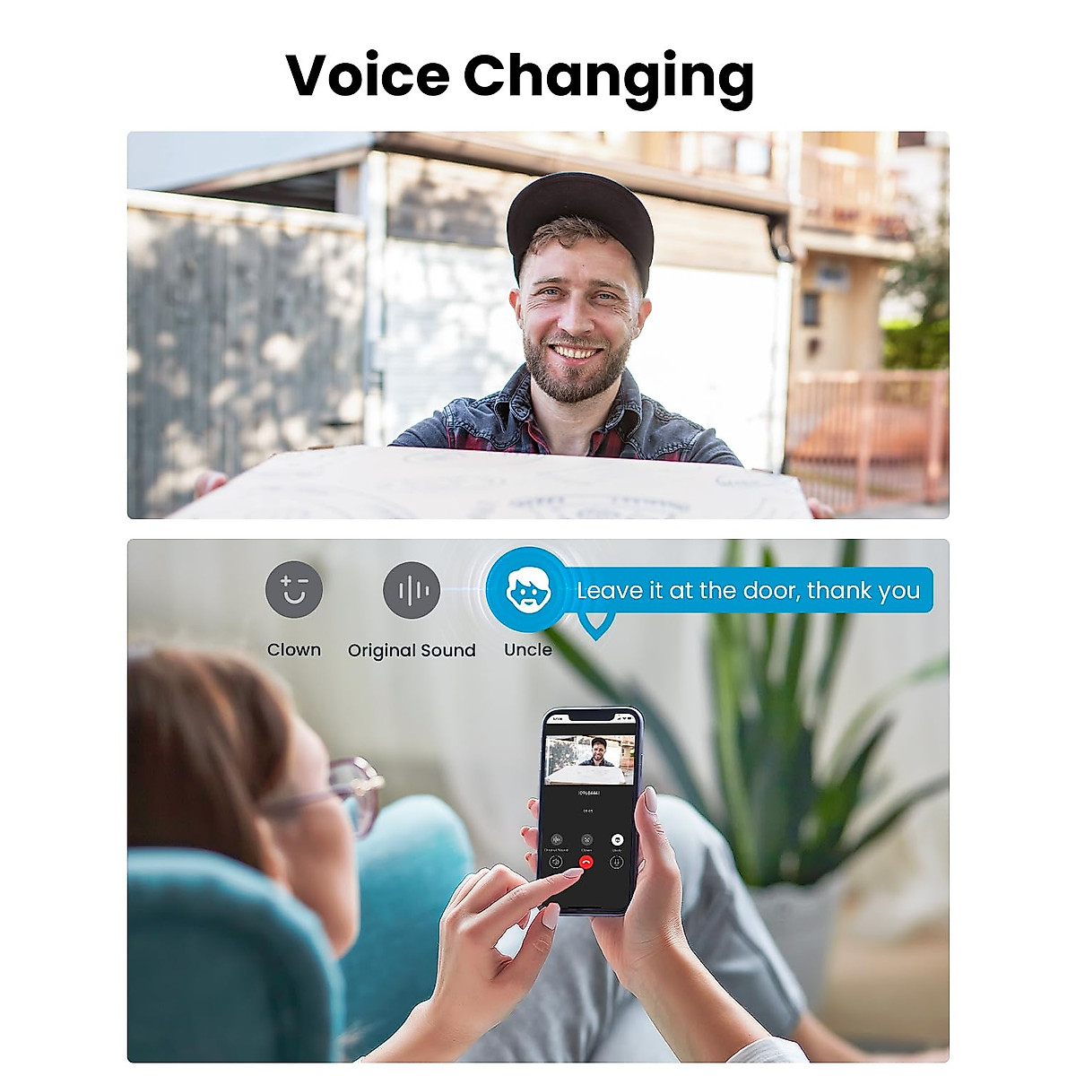 ieGeek Doorbell Camera Wireless No Subscription - Wireless Video Doorbell with Chime, Doorbell with Camera 1080P FHD, Voice Changer, 2-Way Audio, PIR Motion Detection, 2.4Ghz WiFi, Works with Alexa