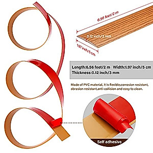 6.56Ft Vinyl Floor Transition Strip Self Adhesive,Rubber Threshold Strip for Doorways 1.97'' Width,Peel and Stick Transition Strip for Laminate Flooring,Wood Grain Look(Brown),DIY Installation