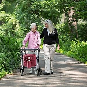 Rollatote Go-Getter Lightweight Nylon, Easy Hook On & Off Messenger Bag for Walkers, Rollators, Wheelchairs, Scooters, Bottle Holder, Soft-Lined Glasses Pocket, Padded Interior (Cranberry)