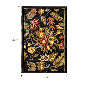 SAFAVIEH Chelsea Collection Accent Rug - 1'8" x 2'6", Black, Hand-Hooked French Country Wool, Ideal for High Traffic Areas in Entryway, Living Room, Bedroom (HK141B)