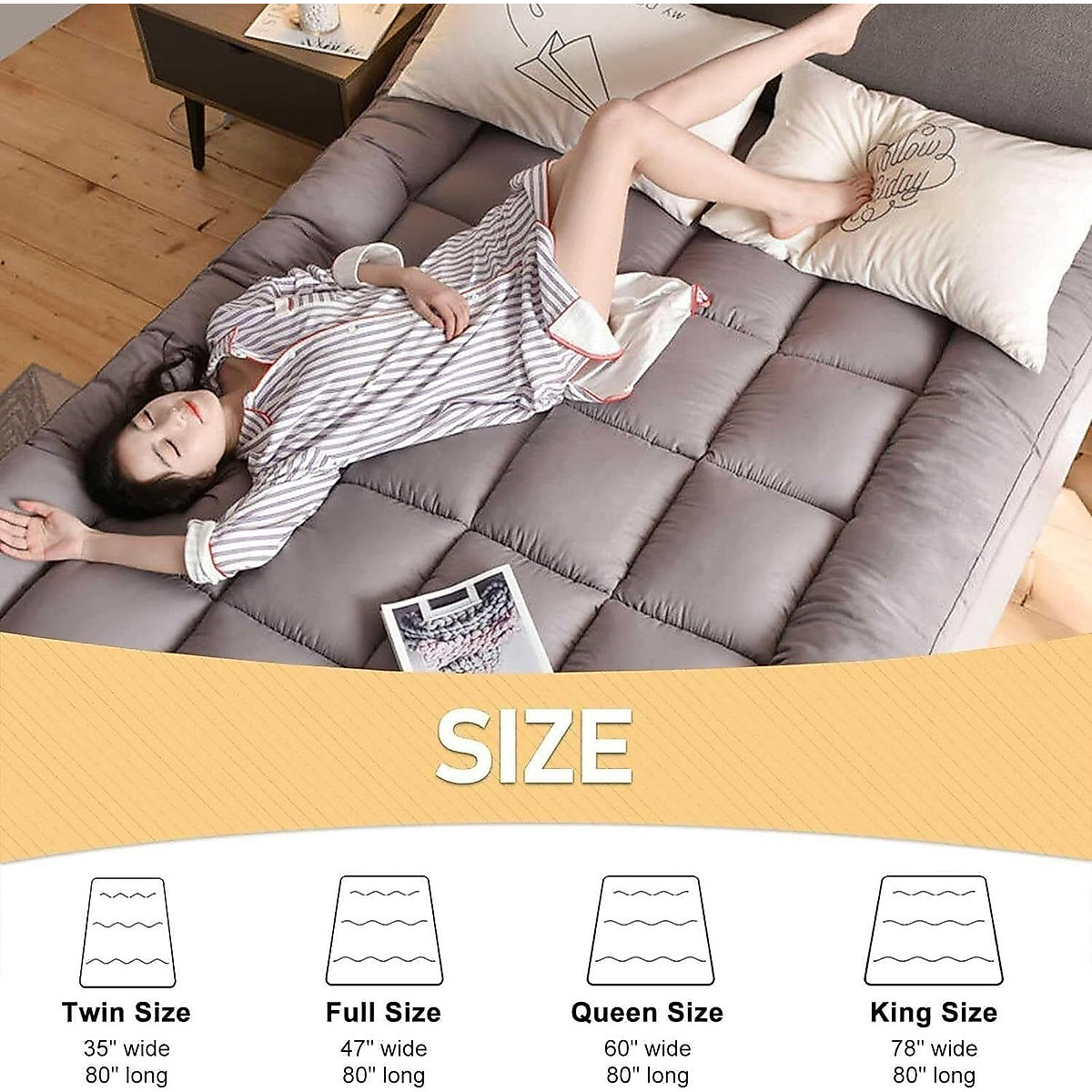 Generic Foldable Portable Mattress, Thick roll-up Mattress, Full Size Mattress, Single Double Mattress, Guest Sleeping mat, Floor Mattress, nap mat, 90*200cm, EBGTABQTA-A-90*200CM