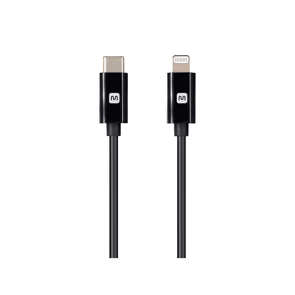 Monoprice Lightning to USB-C Charging Cable - Apple MFi Certified, 1.5 Feet, Black - Essential Series