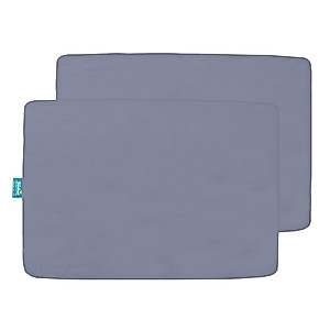 Biloban Pack and Play Sheets and Waterproof Mattress Protector Pad Cover 4 Pack Set, Ultra Soft, Grey, Noiseless Waterproof, Machine Wash