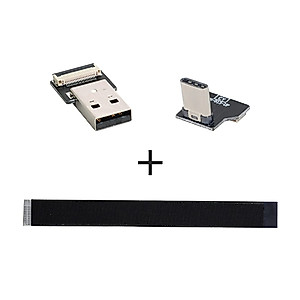 xiwai 0.5M Up Down Angled USB 2.0 Type-A Male to USB-C Type-C Male Data Flat Slim FPC Cable for FPV & Disk & Phone