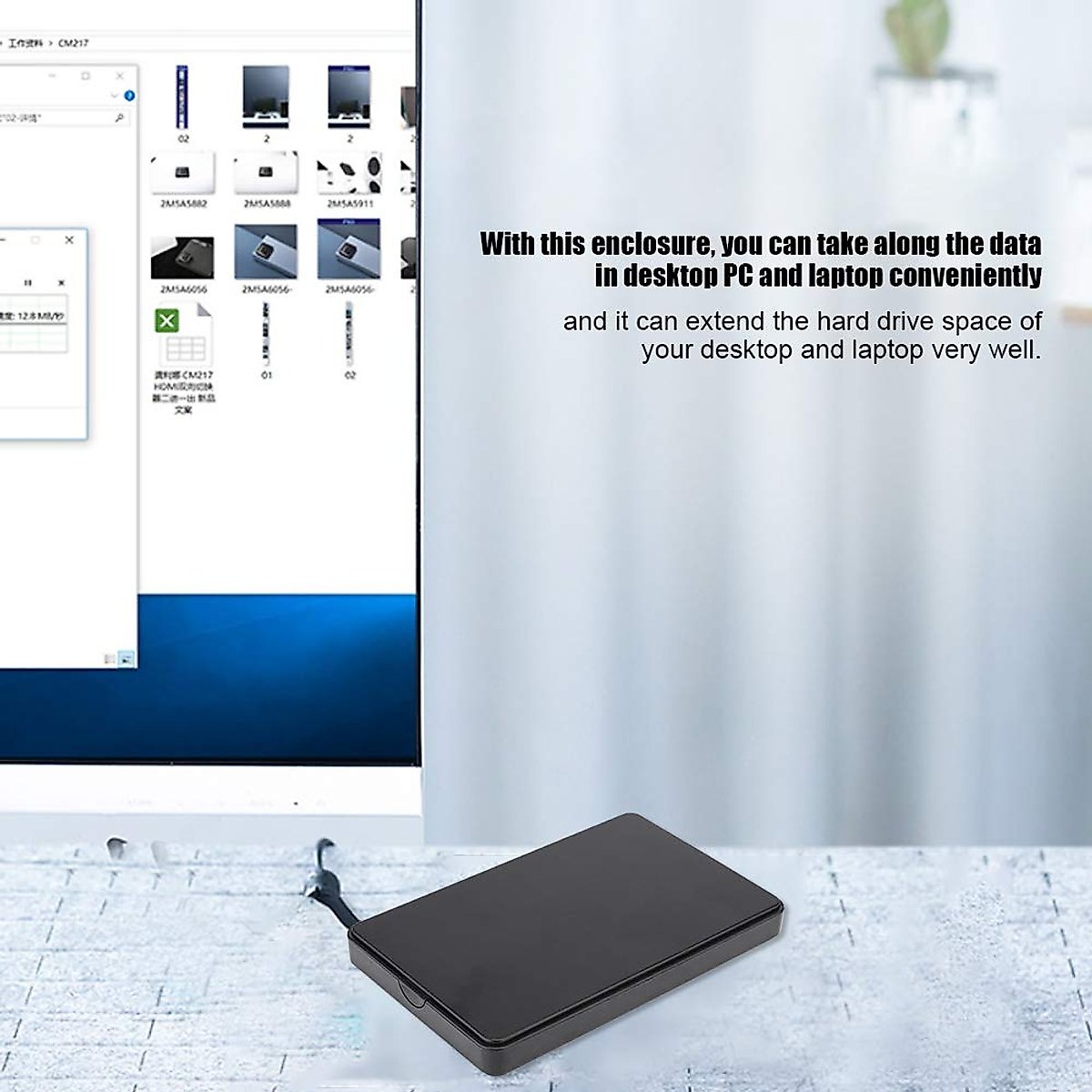 Yoidesu Hard Drive Enclosure, W25Q730M 2.5in 2TB HDD Portable External Hard Drive Enclosure USB 3.0 SATA Mobile Hard Disk Box for Desktop Laptop Computer(Black)
