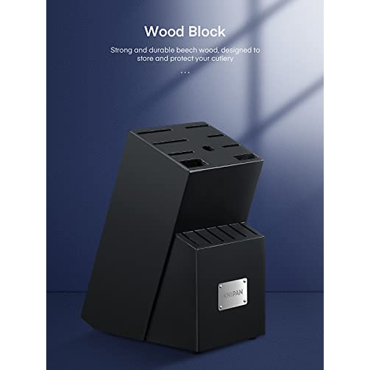 Knipan Kitchen Knife Set with Block, 16 Pieces Professional Stainless Steel Forged Chef Knife Block Set, Ultra Sharp Knives with Wood Handle, Black