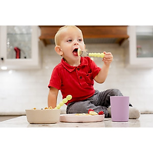 melii Caterpillar Spoon and Fork Utensil Set for Toddlers - BPA-Free Silicone and Stainless Steel Kids Utensils - Ergonomic, Easy-Grip Design for Fun & Safe Eating for Children