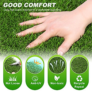 Artificial Grass Tiles Interlocking Turf Squares Deck 9 Pack -12"x12" Indoor Outdoor Faux Grass Rug with Drainage Holes-Fake Grass Tiles Self-draining for Garden Lawn Landscape Balcony Decoration