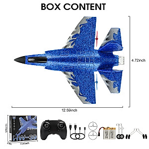Fremego Foam RC Plane RTF F-35 RC Airplane 2.4Ghz 6-axis Gyro Jet Pane with Light Strip Toy Gift for Kids Boys Girls Adults Beginners