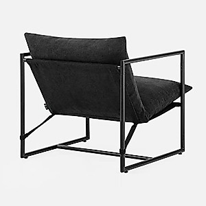 ZINUS Aidan Sling Accent Chair / Metal Framed Armchair with Shredded Foam Cushioning, Black