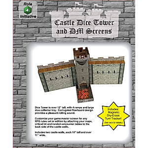 Castle Keep Dice Tower, 2 Castle Wall DM Screens with Magnetic Initiative Turn Tracker