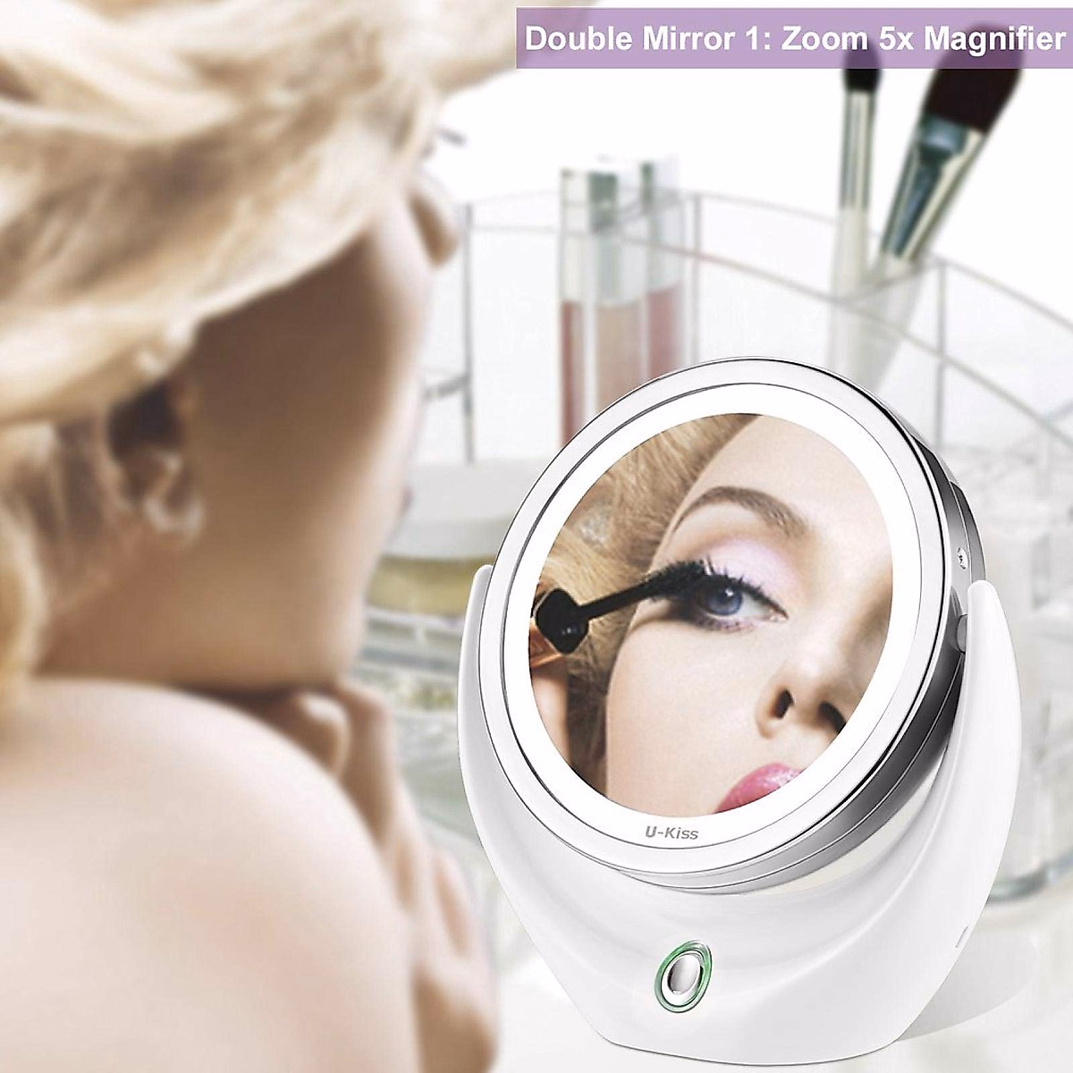 FQYYDD Illuminated Makeup Mirror Portable Adjustable Brightness Led Lighting