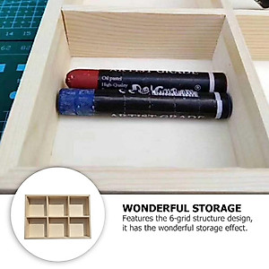 Cabilock 3 pcs Wooden 6-grid Pigment Storage Box Wooden storage box compartment storage six storage