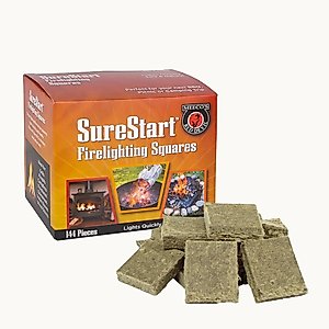 MEECO'S RED DEVIL Surestart® Firelighting Squares Pack of 144 - Quick Lighting for Indoor/Outdoor Fireplaces, Wood Stoves, Pellet Stoves, Campfires, Fire Pits, Smoker Grills, & Pizza Ovens