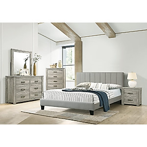 Grey Polyfiber Upholstered Cal. King Size Bed