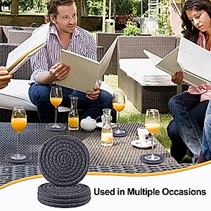 8 Pack Handmade Braided Drink Coasters Heat-Resistant Drink Coasters Boho Absorbent Coaster Minimalist Cotton Woven Coaster Set for Home Decor Tabletop Protection for Suitable Kinds of Cups (Grey)