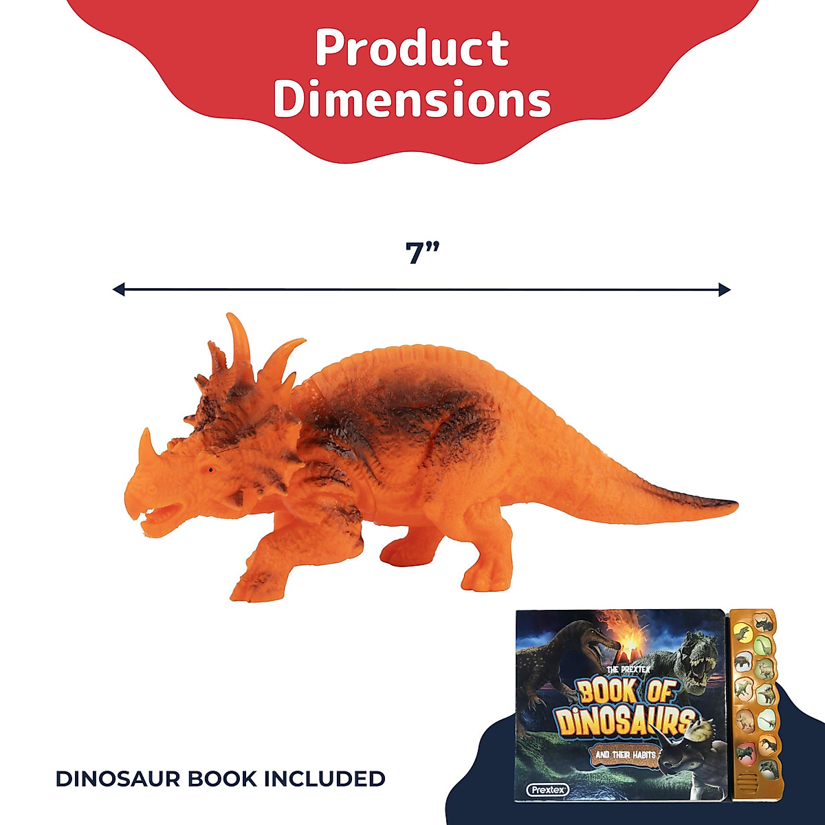 PREXTEX Dinosaur Toys for Kids 3-5 - 12 Dinosaur Figurines and Dinosaur Book for Kids with Sound - Realistic Toy Dinosaur Figures - Dino Toys with Sound Books for Kids