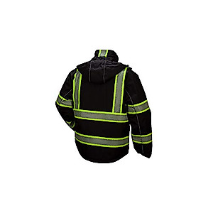 Pyramex RPB35 Series Teflon Coated Waterproof Black Parka ANSI Type O Class 1 With Quilted Lining Large