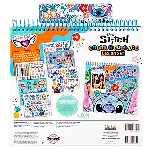 Fashion Angels Disney Stitch Color & Collage Design Set - 15 Colorable Lilo and Stitch Posters - Add Your Own Designs with 7 Included Sticker Sheets - Ages 8 and Up