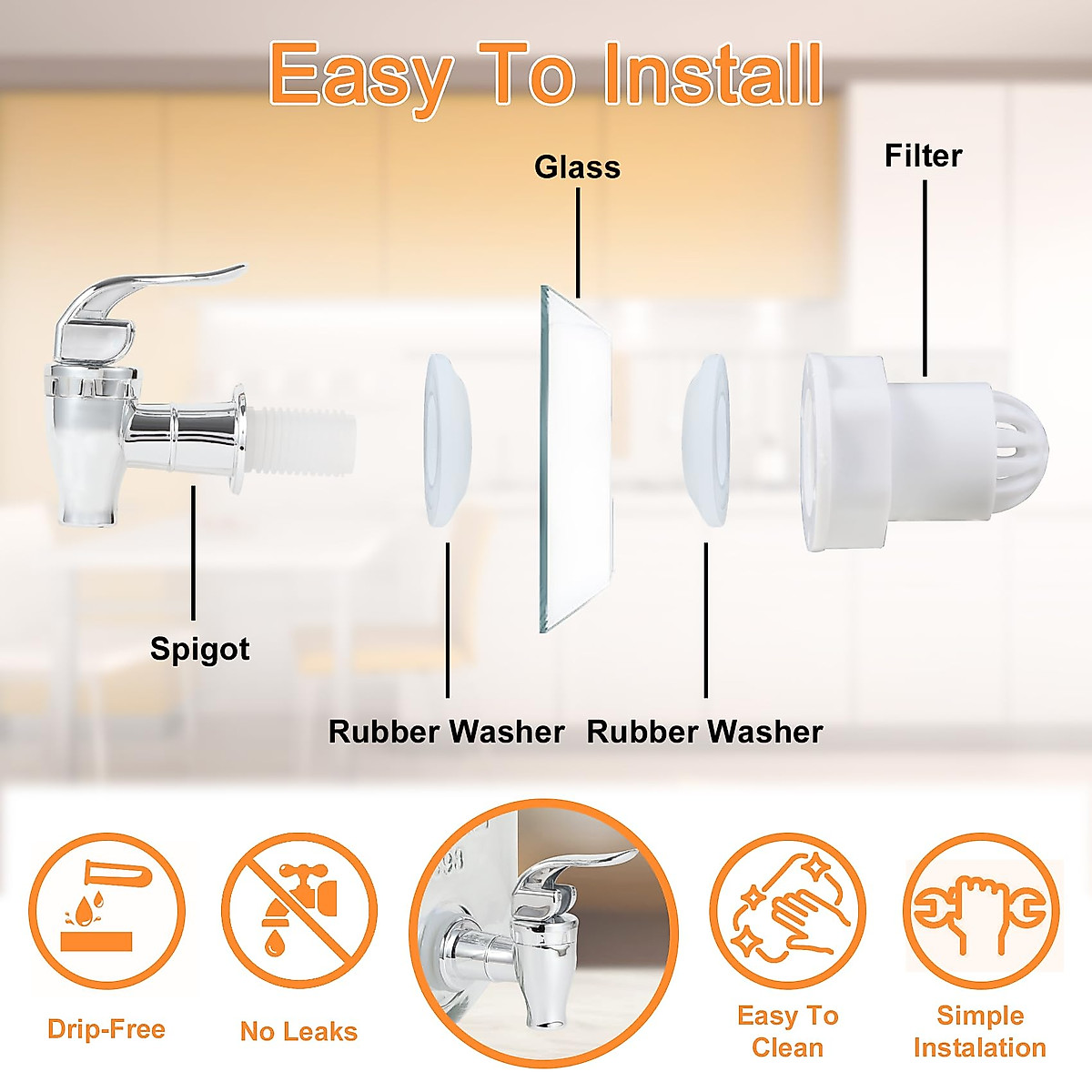 1 Gallon Glass Drink Dispensers For Parties-Set of 2,Drink Dispenser with Ice Core,Fruit Infuser & Stand,Juice or Beverage Dispenser for BBQ, Picnic, Party,Laundry Detergent Dispenser