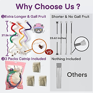 Fokauiwo Cat Chew Toys for Bored Indoor Adult Cats, Interactive Catnip Rope Toy for Teeth Cleaning, Cat Nip Teething Toys for Cats Kittens, Kitty Kicker Toy, 3 Pack (Plus 3 Pouches of Catnip)