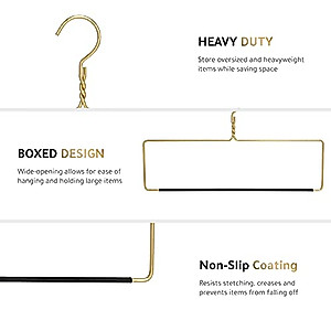Quality Blanket Linen Hangers Wide Heavy Duty Hanger for Blankets, Table Cloths, - Nonslip Vinyl Coated Comforter Storage Hanger for Quilts, Sleeping Bags - for Closet Storage Solutions (Gold, 1)