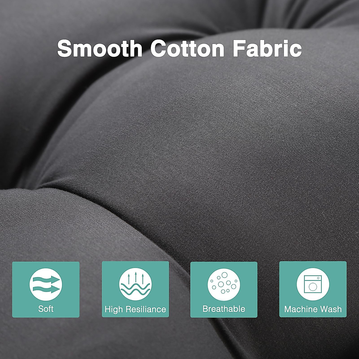 WELL-STRONG 2 Pieces 15" Folding Foot Stool for Patio, Small Accent Outdoor Foot Rest, Foldable Ottoman with Metal Frame, Upholstered Folding Footstool for Home Living Room Bedroom Washable Dark Grey